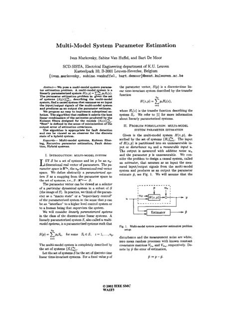 Multimodel System Parameter Estimation Pdf Kalman Filter Applied