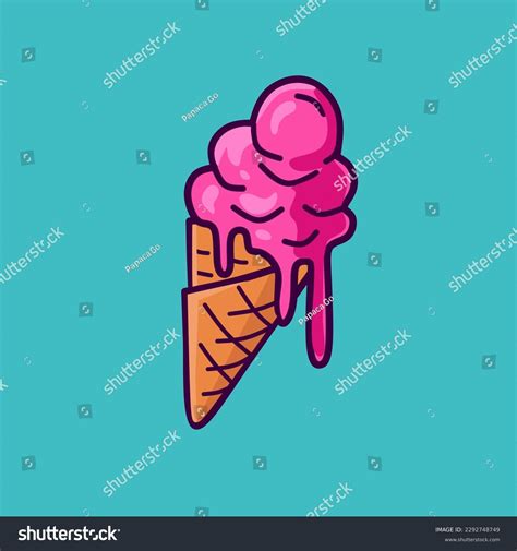 Melting Ice Cream Balls Waffle Cone Stock Vector Royalty Free