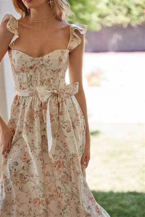 Feminine Essence Floral Laceup Midi Sundress Corset Midi Dress