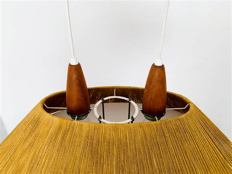 Large Raffia Bast And Teak Pendant Lamp From Temde For Sale At 1stdibs