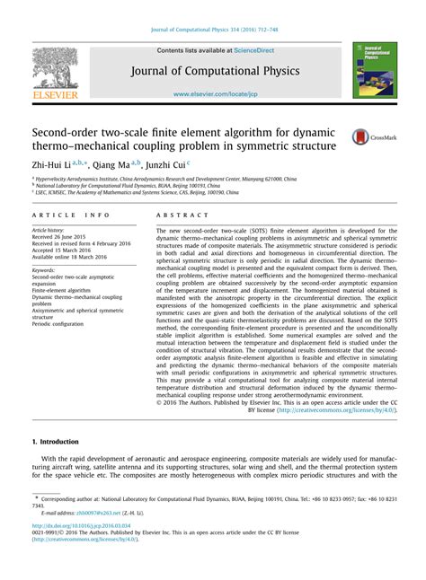 Pdf Second Order Two Scale Finite Element Algorithm For Dynamic