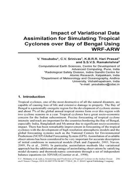 PDF Impact Of Variational Data Assimilation For Simulating Tropical Cyclones Over Bay Of