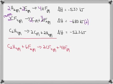 Solved What Is The Heat Of The Reaction C2h4g 6 F2g → 2 Cf4g