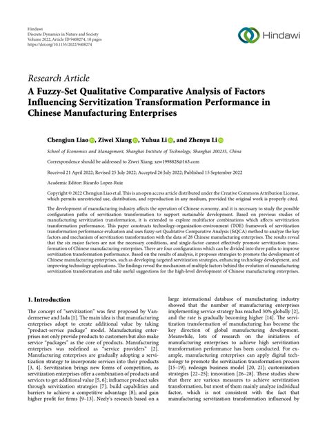 Pdf A Fuzzy Set Qualitative Comparative Analysis Of Factors Influencing Servitization