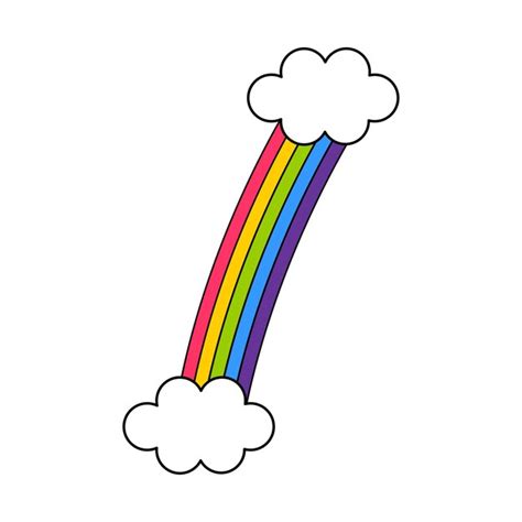 무지개와 구름 벡터 일러스트 레이 션의 평면 이미지 프리미엄 벡터