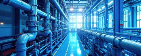 Blueprint Photography Effect With Industrial Pipes And Ducts Overlay For Machinery Parts