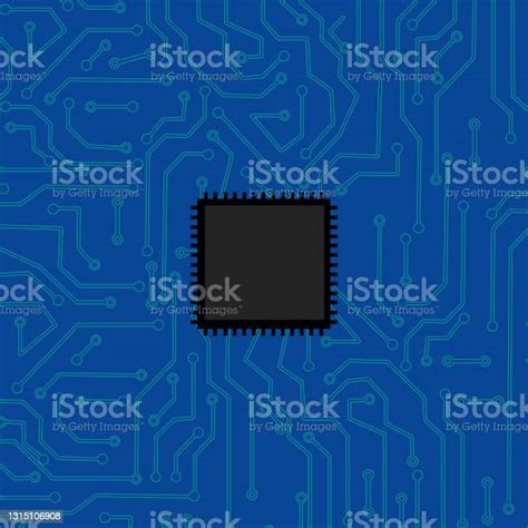 회로 기판 기술 벡터 회로 기판 텍스처 벡터 일러스트레이션을 통한 기술 적 배경 Cpu에 대한 스톡 벡터 아트 및 기타 이미지