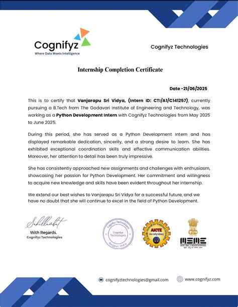 Internshipexperience Pythonprogramming Cognifyz Learningbydoing