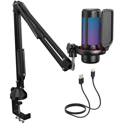 Tc310 Usb Gaming Microphone With Rgb Pop Filter And Shock Mount Boom