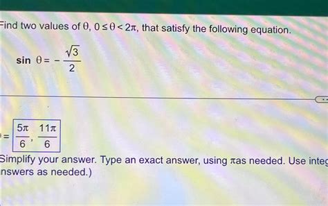 solved find two values of θ 0≤θ