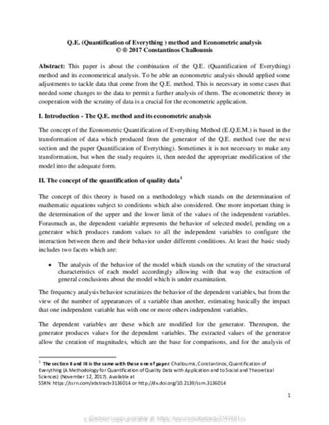 Pdf Q E Quantification Of Everything Method And Econometric Analysis