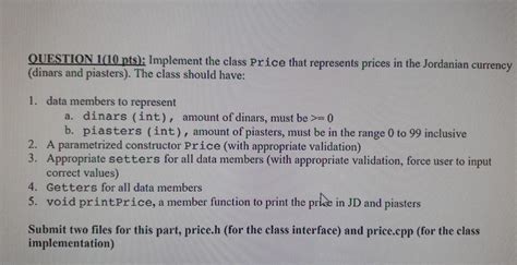 Solved Question 110 Pts Implement The Class Price That