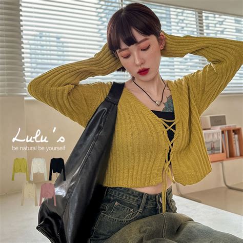 Lulus早秋微甜前綁繩針織上衣5色【a01230492】 薄針織 Yahoo奇摩購物中心
