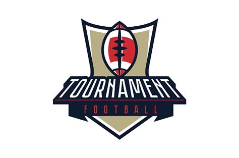미식 축구 토너먼트 로고 방패의 배경에 빨간 공이있는 미식 축구 선수권 대회의 상징 흰색 배경에 격리된 벡터 그림 개념에 대한 스톡 벡터 아트 및 기타 이미지 Istock