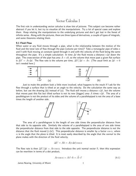 Pdf Vector Calculus 1 University Of Miaminearing Mathmethods Vector