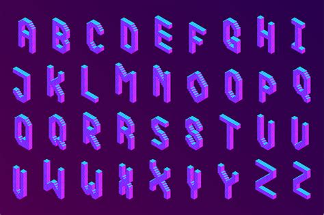 대담한 다채로운 아이소메트릭 픽셀 3 차원 글꼴 3차원 형태에 대한 스톡 벡터 아트 및 기타 이미지 3차원 형태 8 개체 그룹 Istock