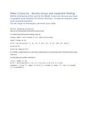 Week 5 Exercise Arrays And Plotting Docx Week 5 Exercise NumPy
