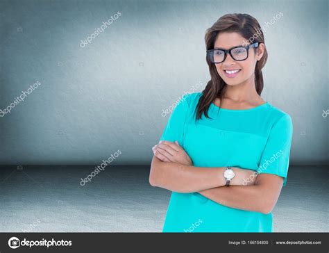 Nerd Woman Arms Folded Stock Photo By Vectorfusionart