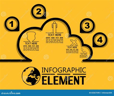 Infographic Simple Line Style Template With Steps Parts Options Cloud Computing Stock Vector