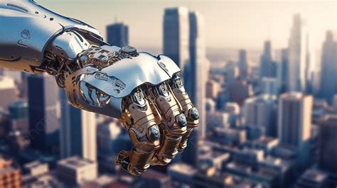 3d에서 도시 풍경에 대한 미래 로봇 손 인간 로봇 3d 로봇 사이보그 배경 일러스트 및 사진 무료 다운로드 Pngtree