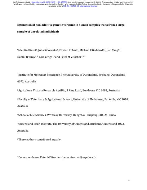 Pdf Estimation Of Non Additive Genetic Variance In Human Complex
