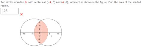 Two Circles Of Radius 8 With Centers At 4 0 Chegg Com
