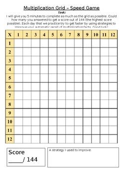 Multiplication Grid Speed Game By Happy Daze Education TPT