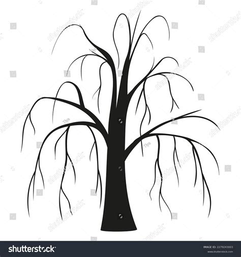 Black Silhouette Old Willow Tree Without Stock Vector Royalty Free 2279243003 Shutterstock