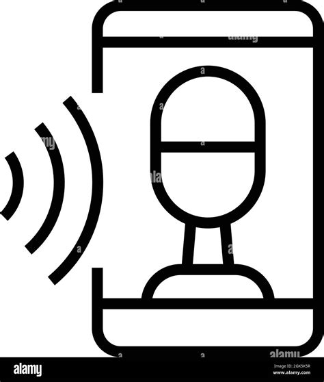 voice recognition icon outline vector speech command sound verification stock vector image