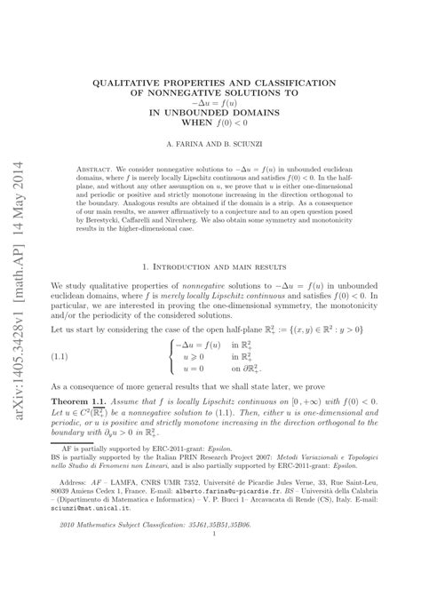 Pdf Qualitative Properties And Classification Of Nonnegative Solutions To Delta Ufu In