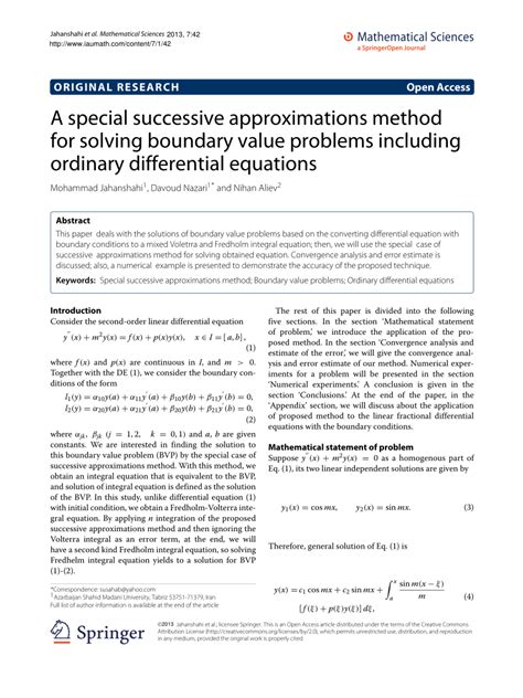 Pdf A Special Successive Approximations Method For Solving Boundary