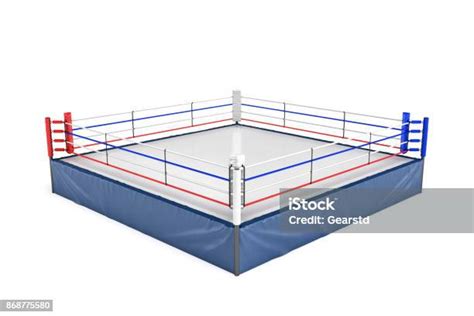흰색 배경에 고립의 코너를 측 보기에서 빈 권투 링의 3d 렌더링 레슬링 격투기에 대한 스톡 사진 및 기타 이미지 레슬링