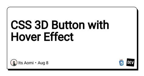 Css 3d Button With Hover Effect R Devto