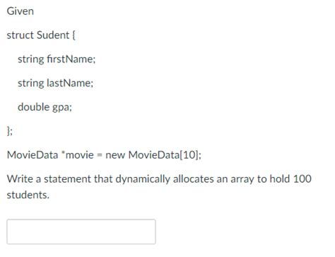 Solved Given Struct Sudent String FirstName String Chegg
