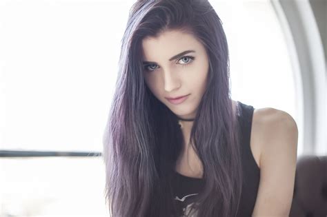 Face Model Portrait Dyed Hair Nose Rings Eyes Blue Hair Green
