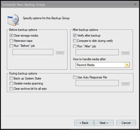 Scheduled Backup Options