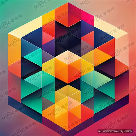 Ai创作图画立体方形圆角几何体方形排列一百个颜色渐变 昵图网