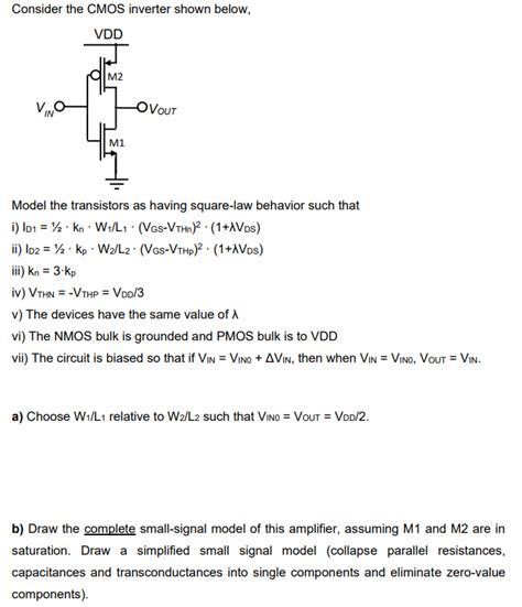 Consider The Cmos Inverter Shown Below Model The Transistors As Havin