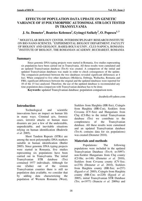 Pdf Effects Of Population Data Update On Genetic Variance Of 15 Polymorphic Autosomal Str Loci