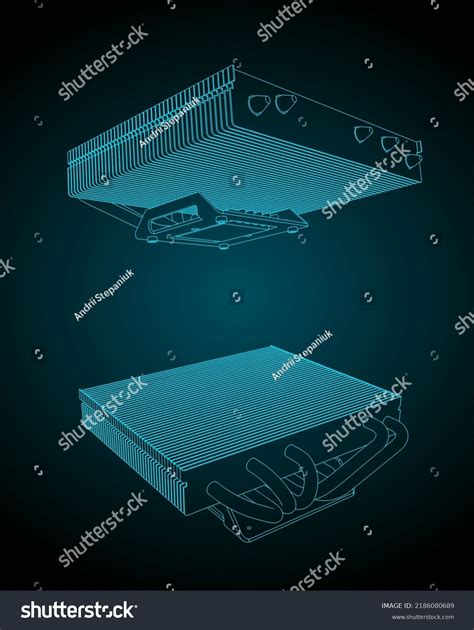 Stylized Vector Illustration Drawings Cpu Cooler Stock Vector Royalty Free
