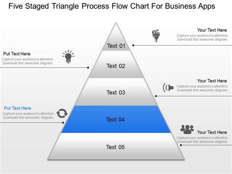Five Staged Triangle Process Flow Chart For Business Apps Ppt Template Slide PowerPoint