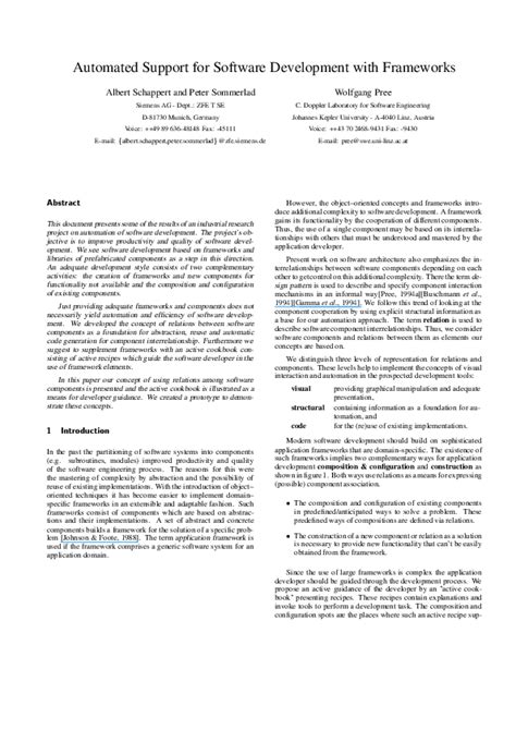 pdf automated support for software development with frameworks