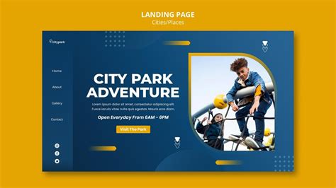 도시 공원 방문 페이지 템플릿 무료 Psd 파일