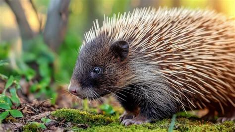 Porcupine In Natural Forest Habitat With Sunlight Wildlife And Nature