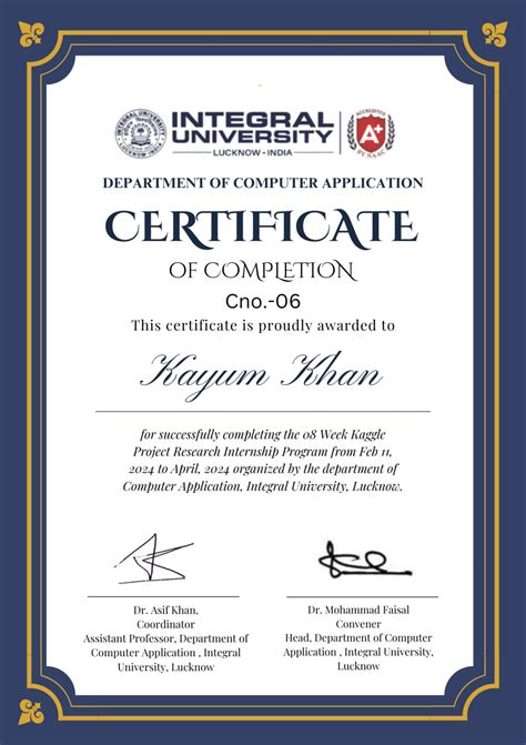 Proud To Announce The Complition On Kaggle Project Research Internship