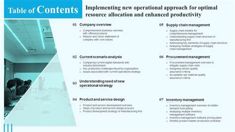 implementing new operational approach optimal resource allocation enhanced productivity table of