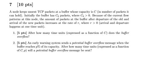 Pts A Node Keeps Unsent TCP Packets At A Chegg Com