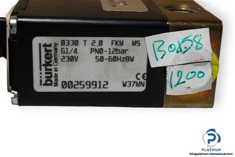 BURKERT 0330 T 2 0 FKM MS G1 4 PN0 12BAR SINGLE SOLENOID VALVE
