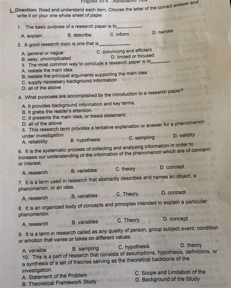 1 Direction Read And Understand Each Item StudyX