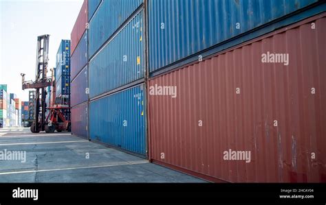 Containers Loading On Harbor Port Stock Photo Alamy